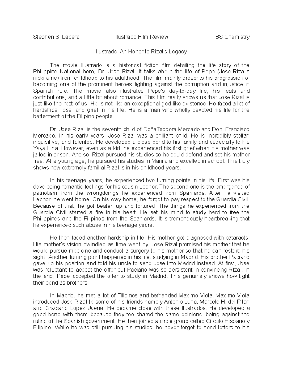 Ilustrado Film Review Life And Works Of Rizal MSU Main Studocu