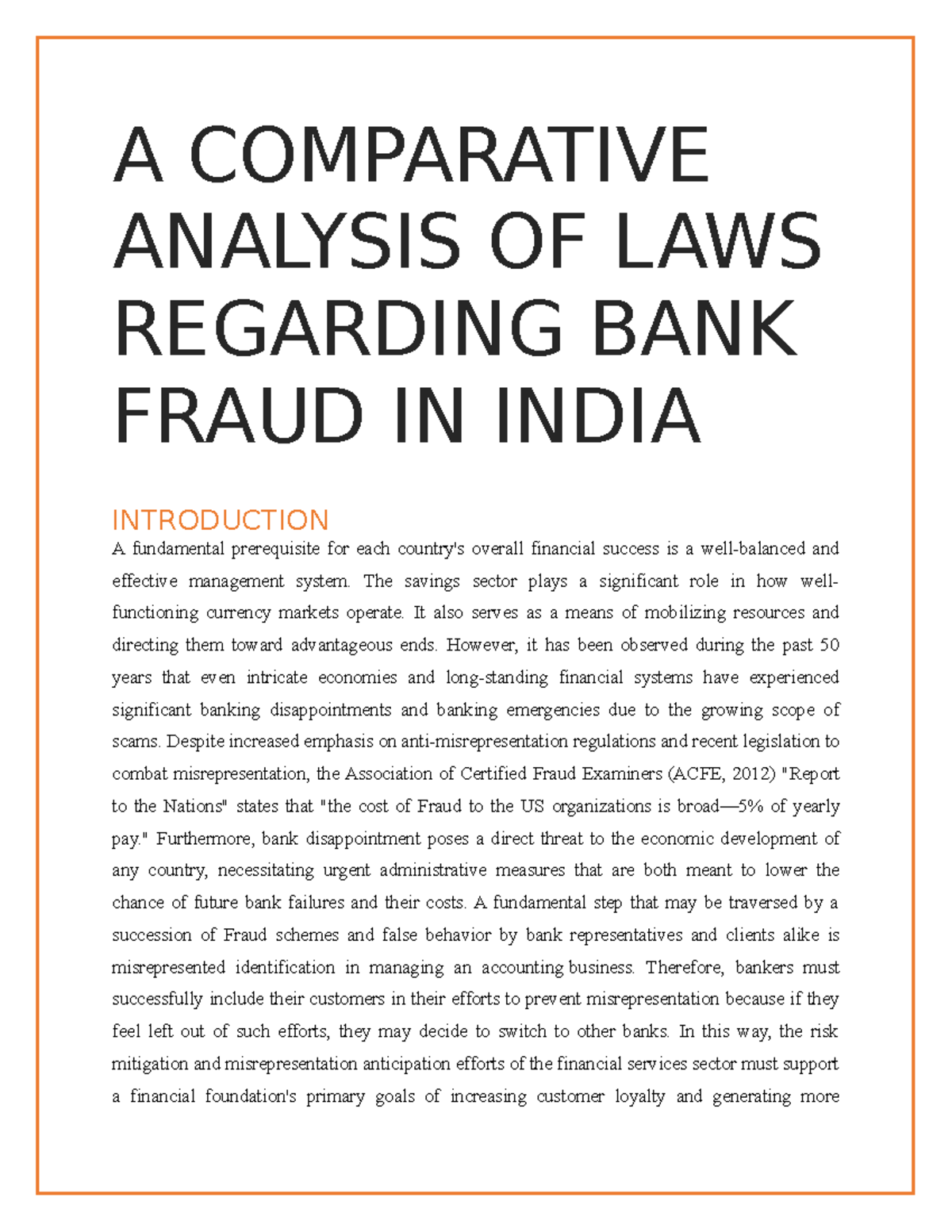 A Comparative Analysis OF LAWS Regarding BANK Fraud IN India - A ...