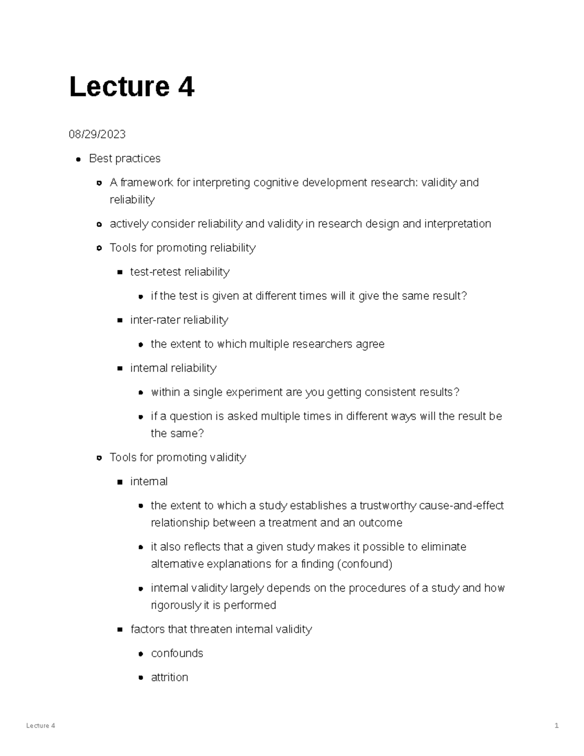 Lecture 4: Best Research Practices - Lecture 4 08/29/ Best practices A framework for ...