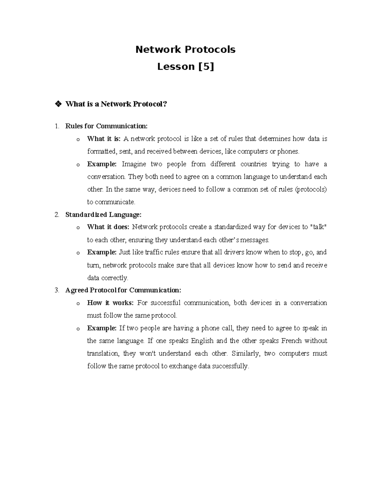 Network Protocols Lecture Note 5 Network Protocols Lesson 5 What Is A Network Protocol 1