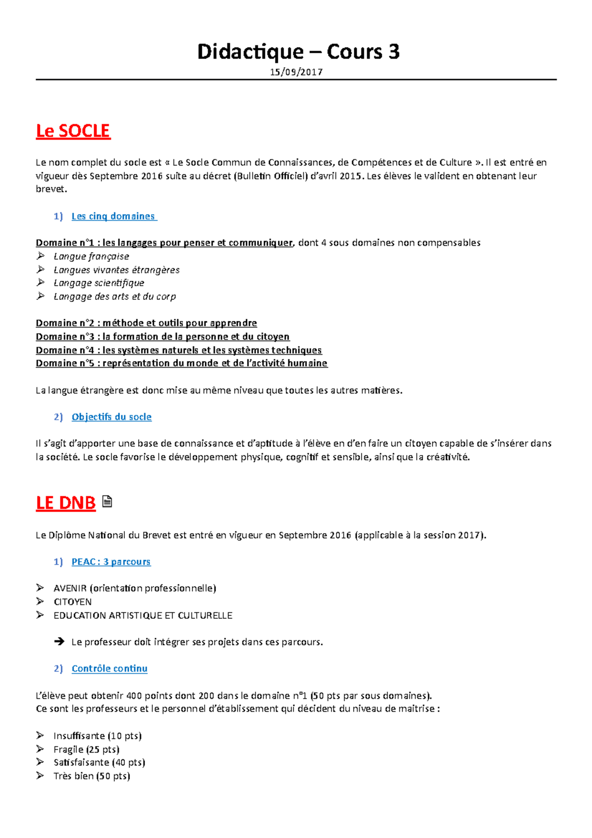 1. Le socle - MASTER MEEF ANGLAIS M1 - Didactique – Cours 3 15/09/2017 ...