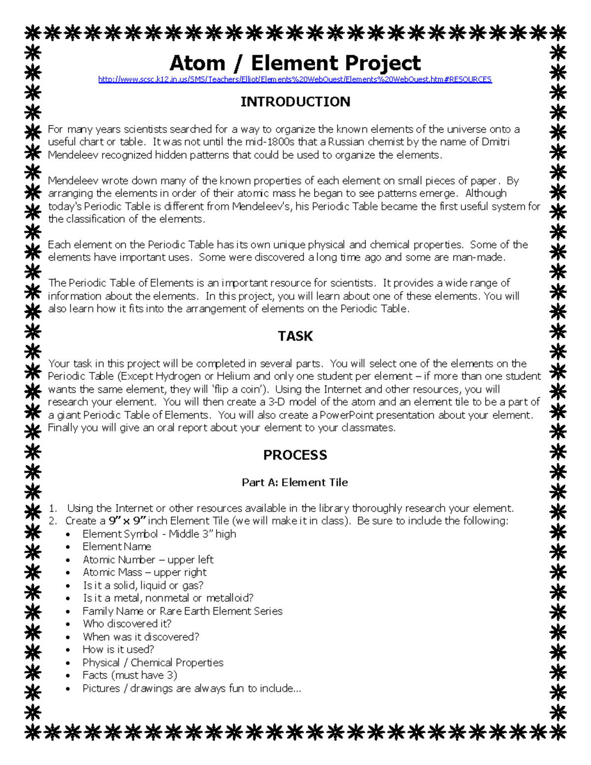 Atom-Element Project 1 notes for the midterm - Atom / Element Project ...