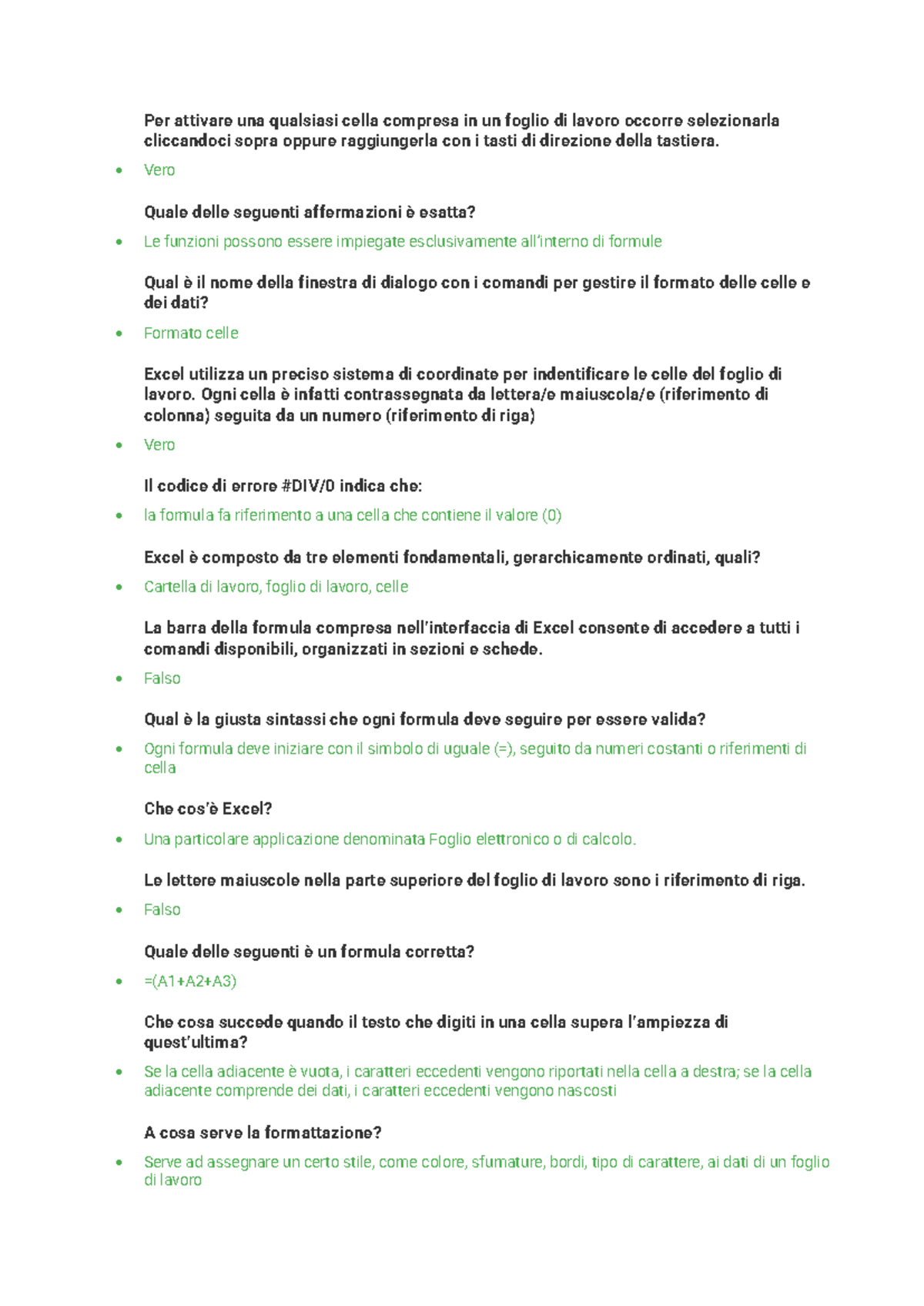 Foglio di calcolo Esame Eipass - Per attivare una qualsiasi cella ...