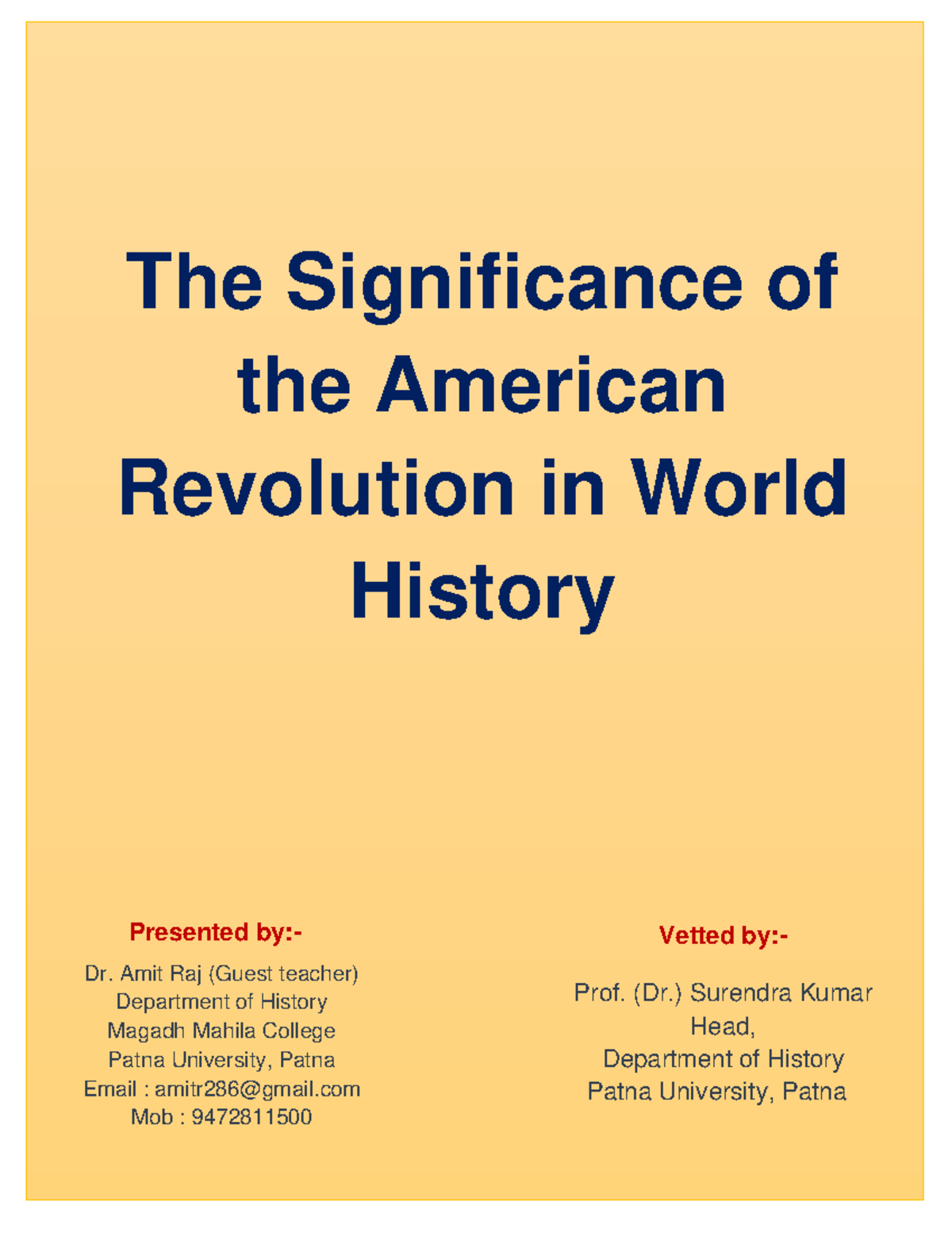 American Revolution in World History - The Significance of the American ...