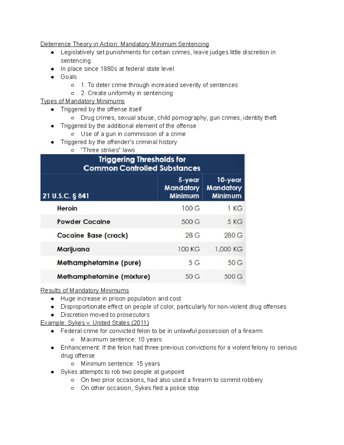 Mandatory Minimum Sentencing - Intro to Legal Studies - Deterrence ...
