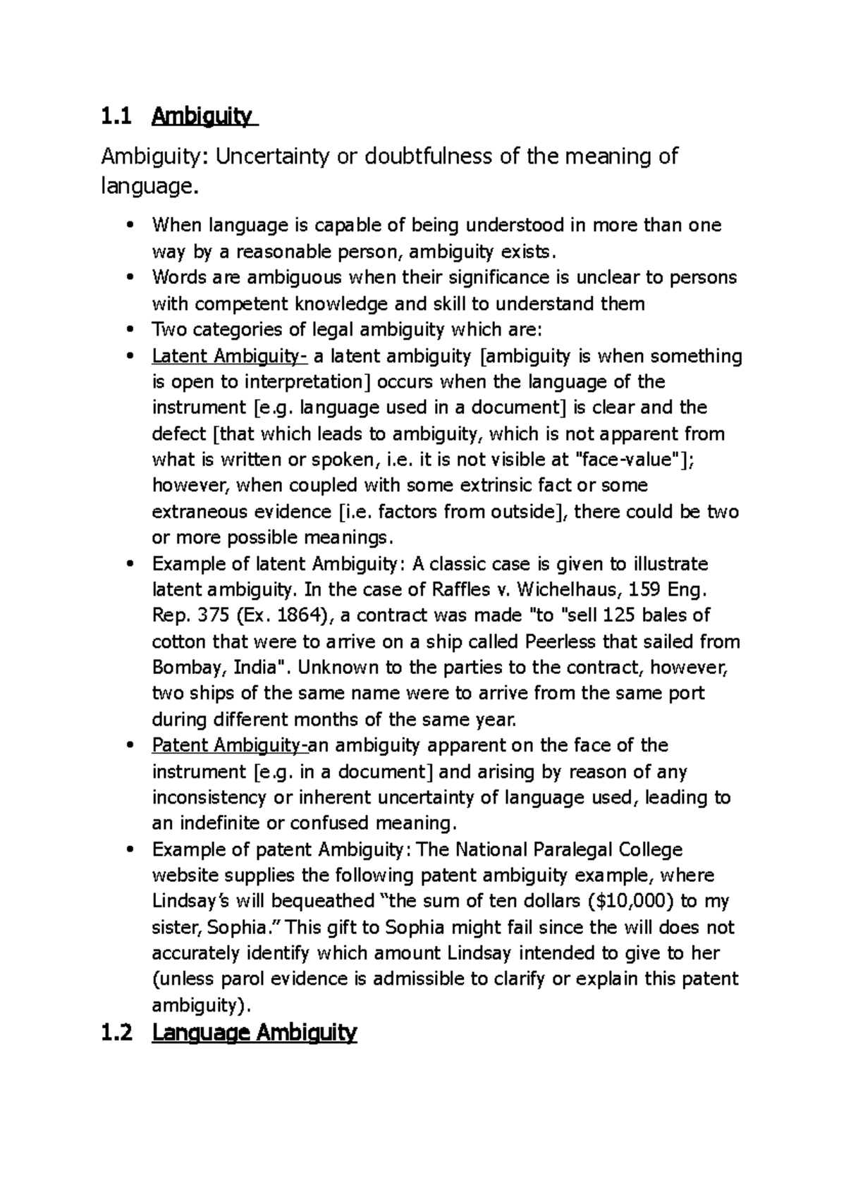 IURI 274 study unit 1 summary - 1. 1 Ambiguity Ambiguity: Uncertainty ...