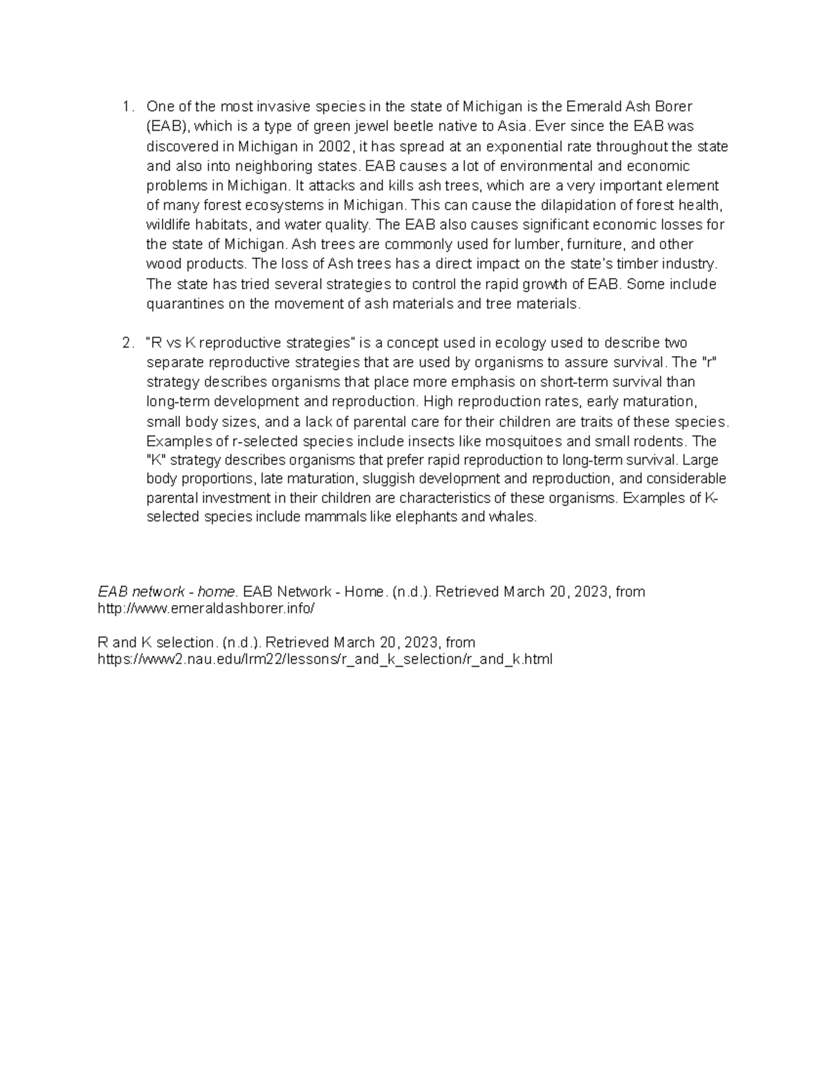 ISB Homework 3/21 - One of the most invasive species in the state of ...