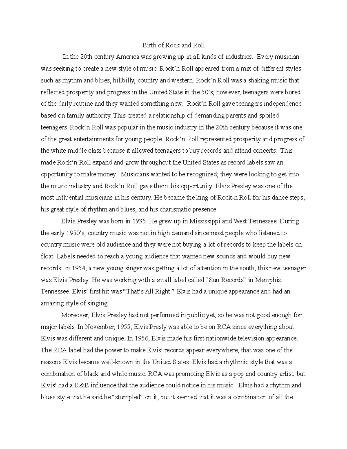 Birth of Rock and Roll - Every musician was seeking to create a new ...