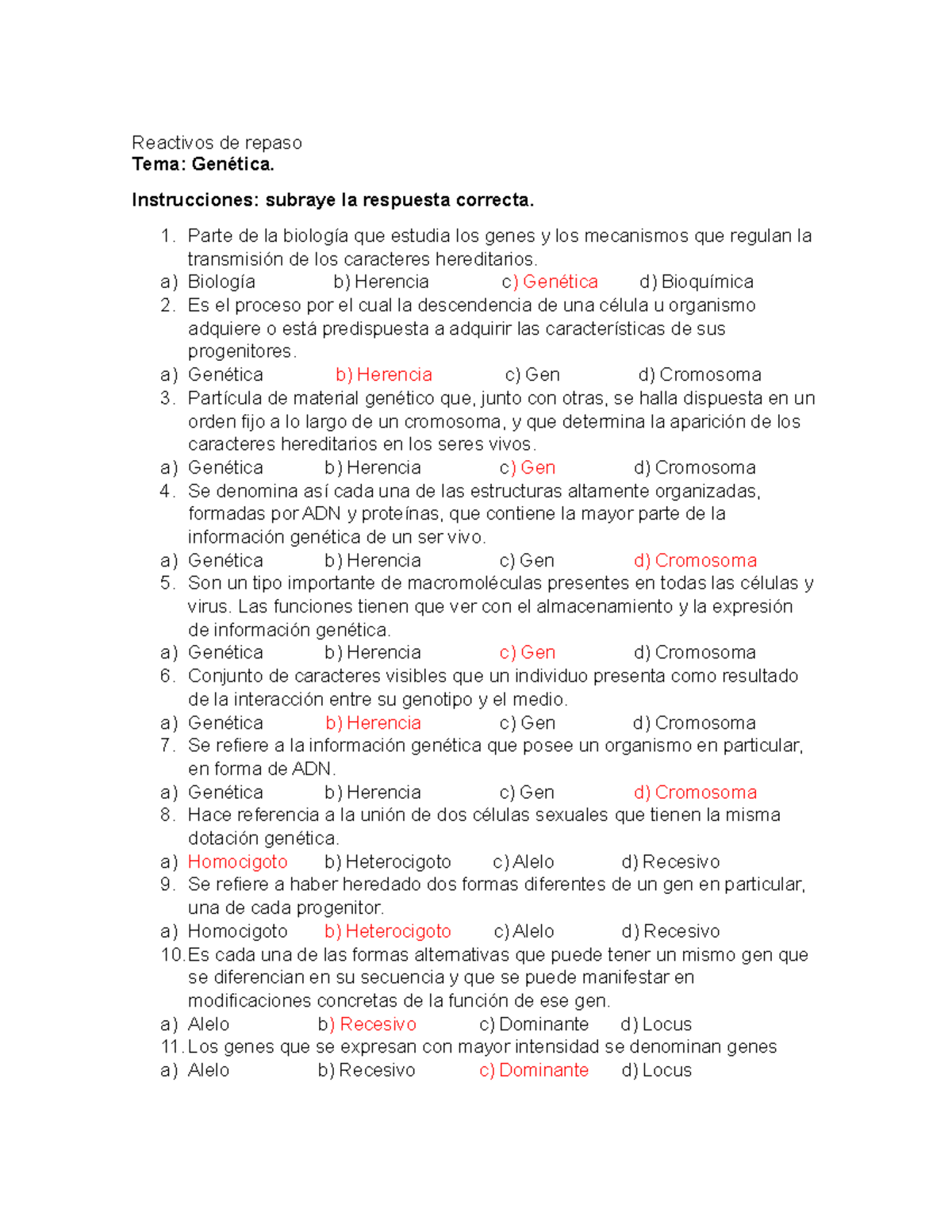 Evolucion,genetica y ecologia sem 4 - Reactivos de repaso Tema ...