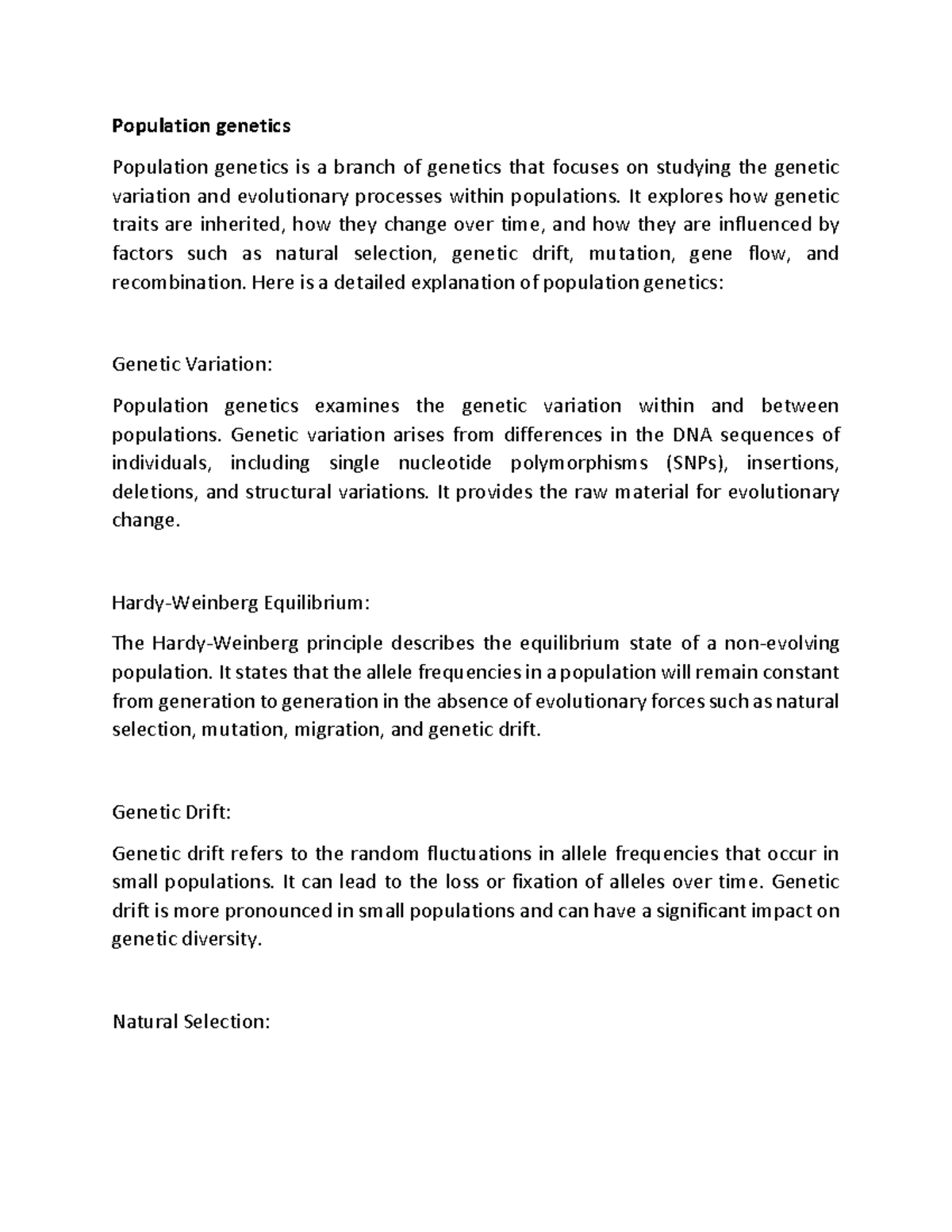 Population genetic 1 - learning - Population genetics Population ...