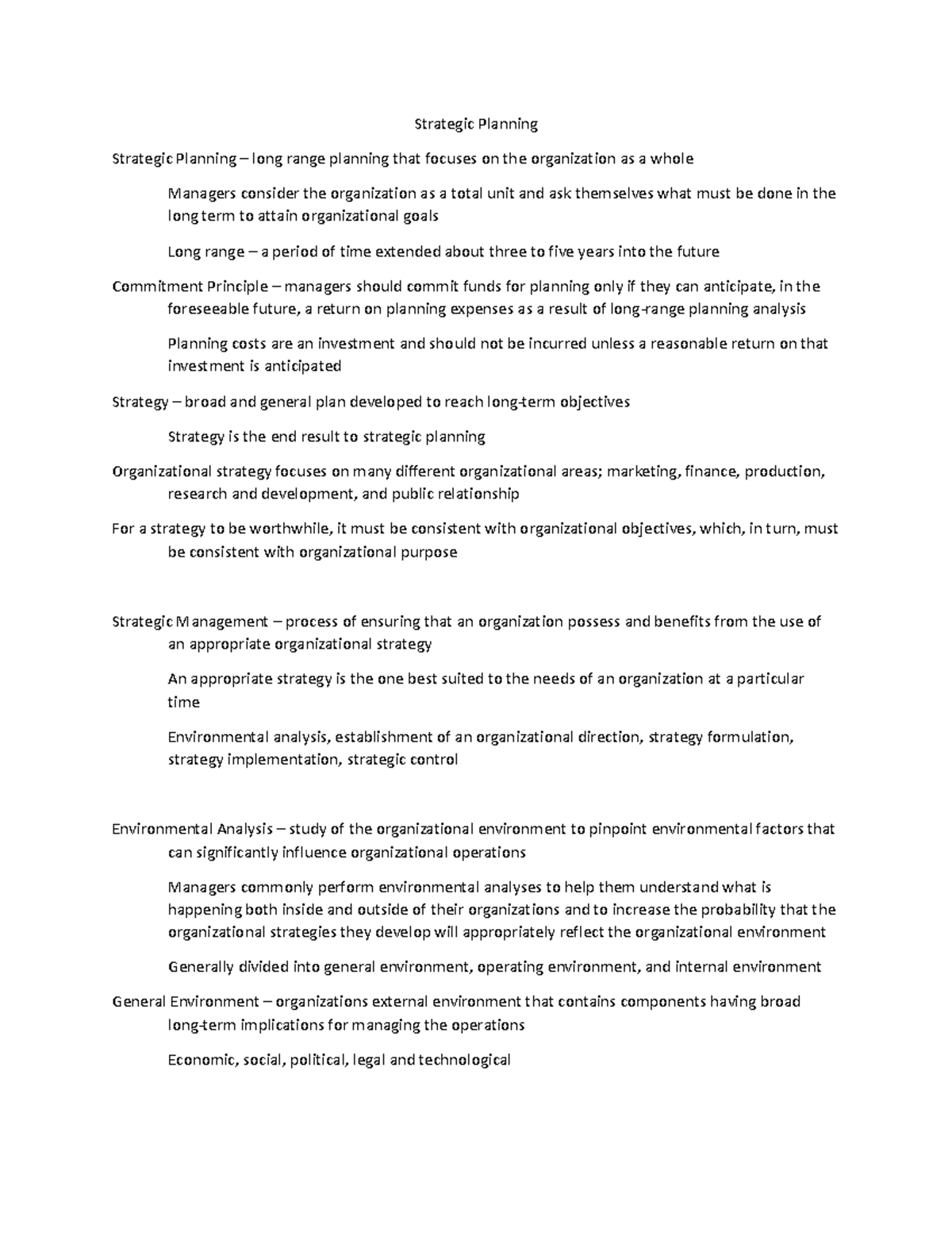Chapter 7-C Notes - Business Management Lecture - Strategic Planning ...