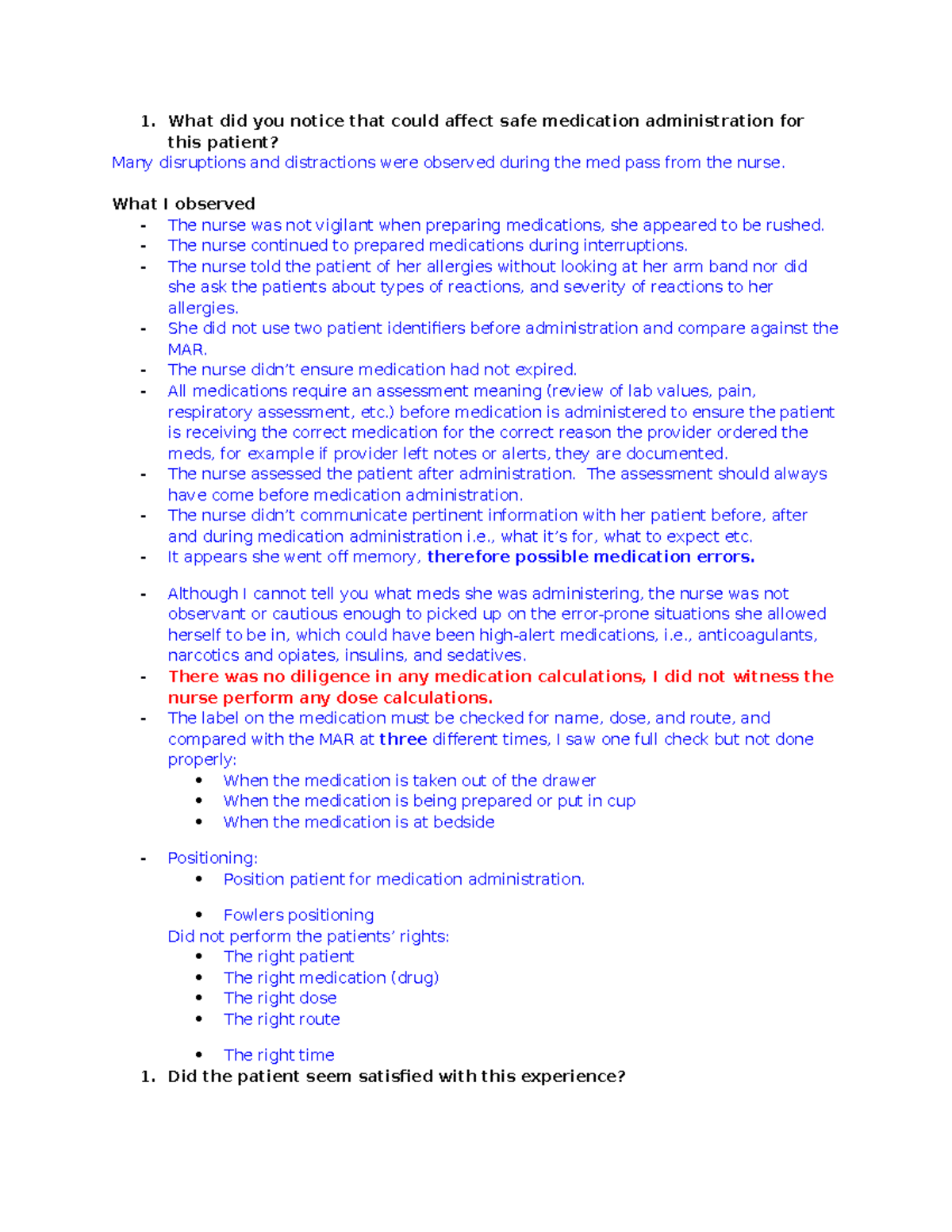 Distraction Medication Admin - What did you notice that could affect ...