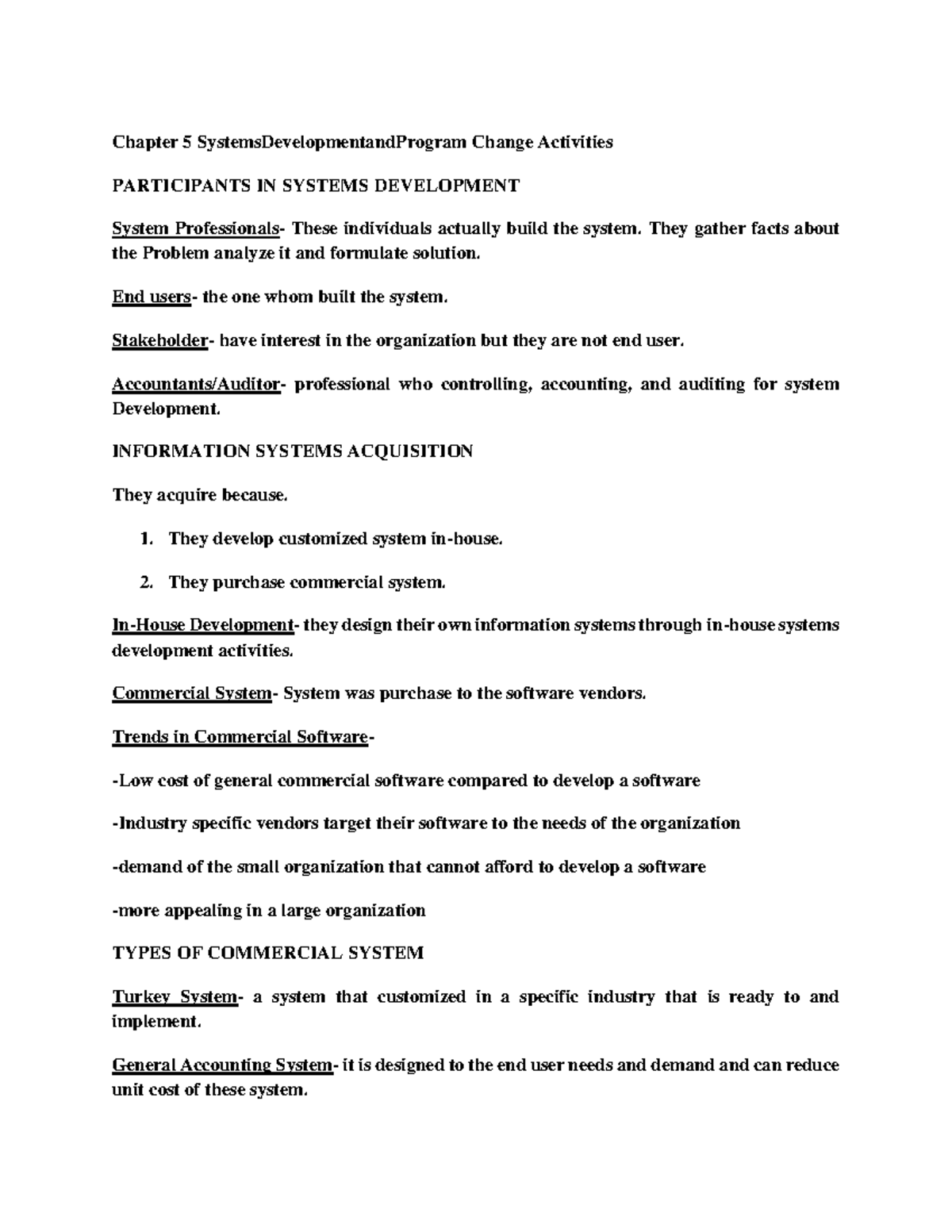 CIS chapter 5 to 8 - Hall E - Chapter 5 SystemsDevelopmentandProgram ...