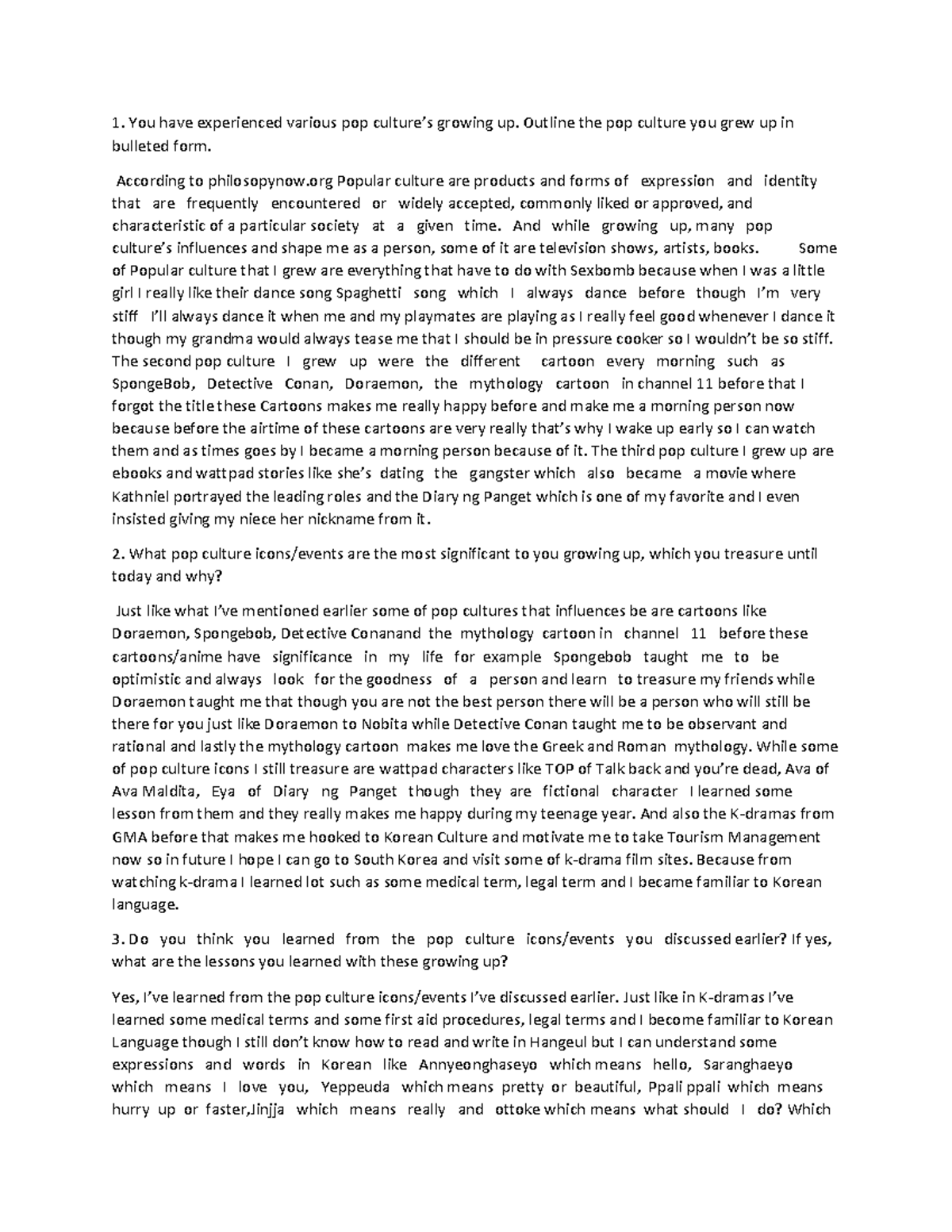 02 Worksheet 2 - jjoopjp - You have experienced various pop culture’s ...