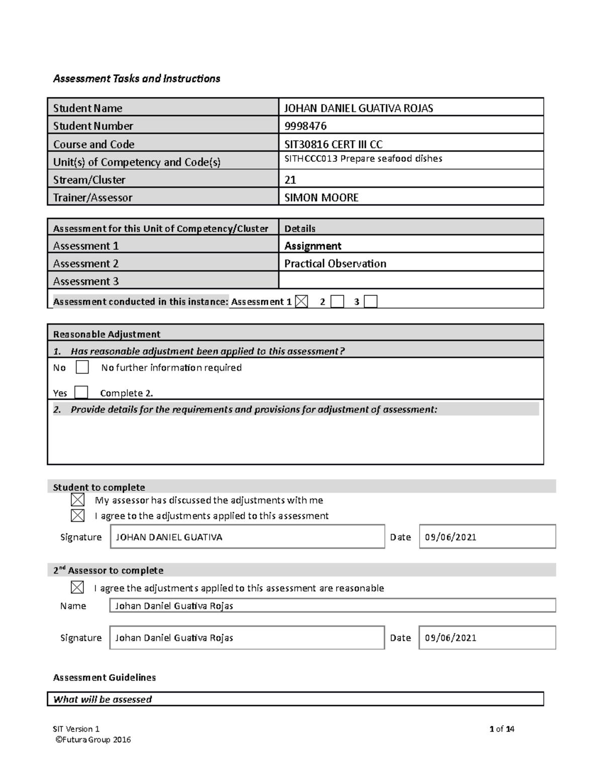 commercial cookery kitchen practice - Assessment Tasks and Instructions ...