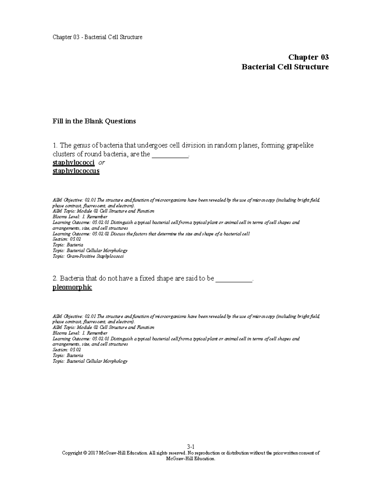 Chap 3 - Prescotts 10th Ed. - 3- Copyright © 2017 McGraw-Hill Education ...