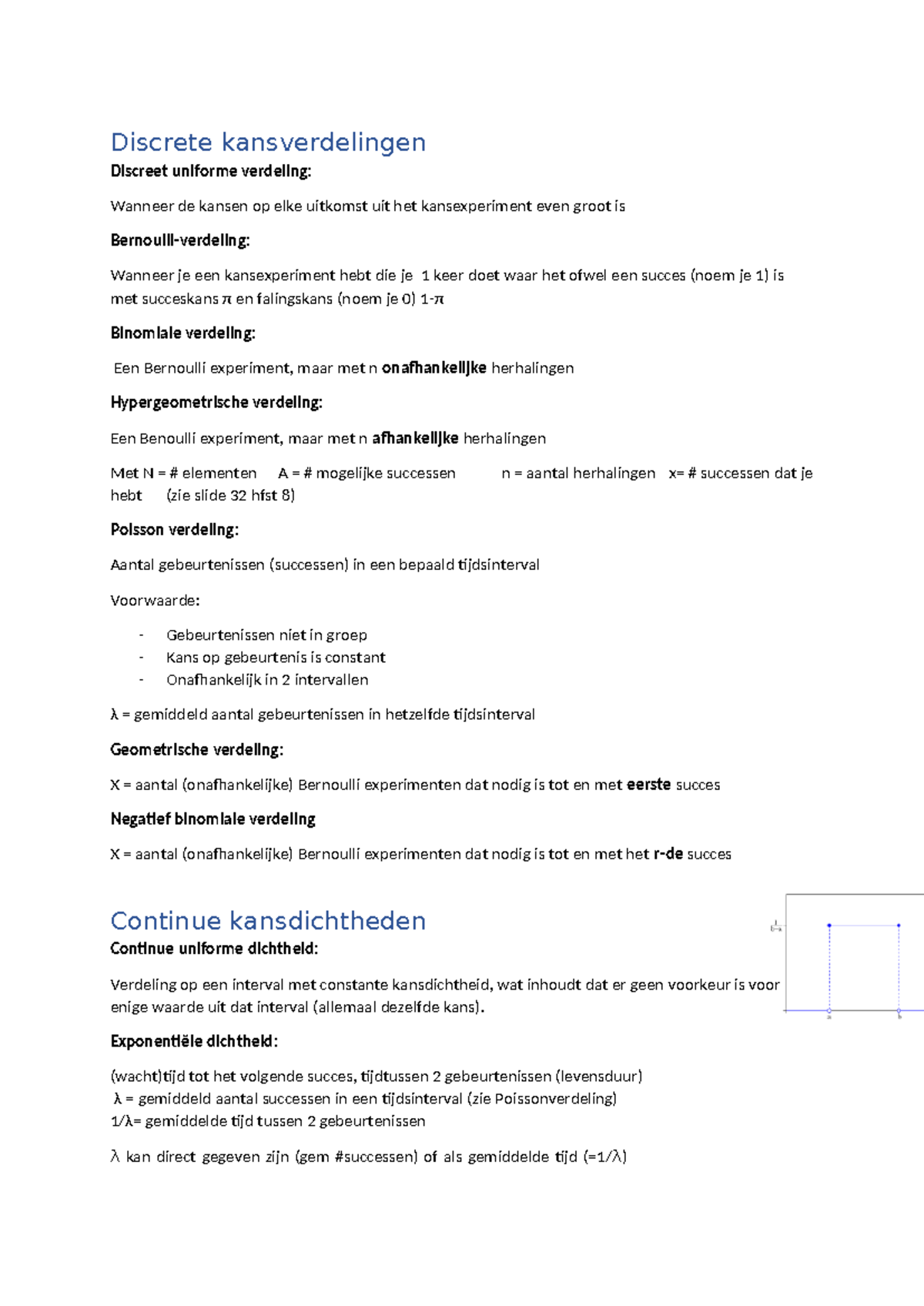 Belangrijke kansverdelingen & kansdichtheden - Discrete kansverdelingen ...