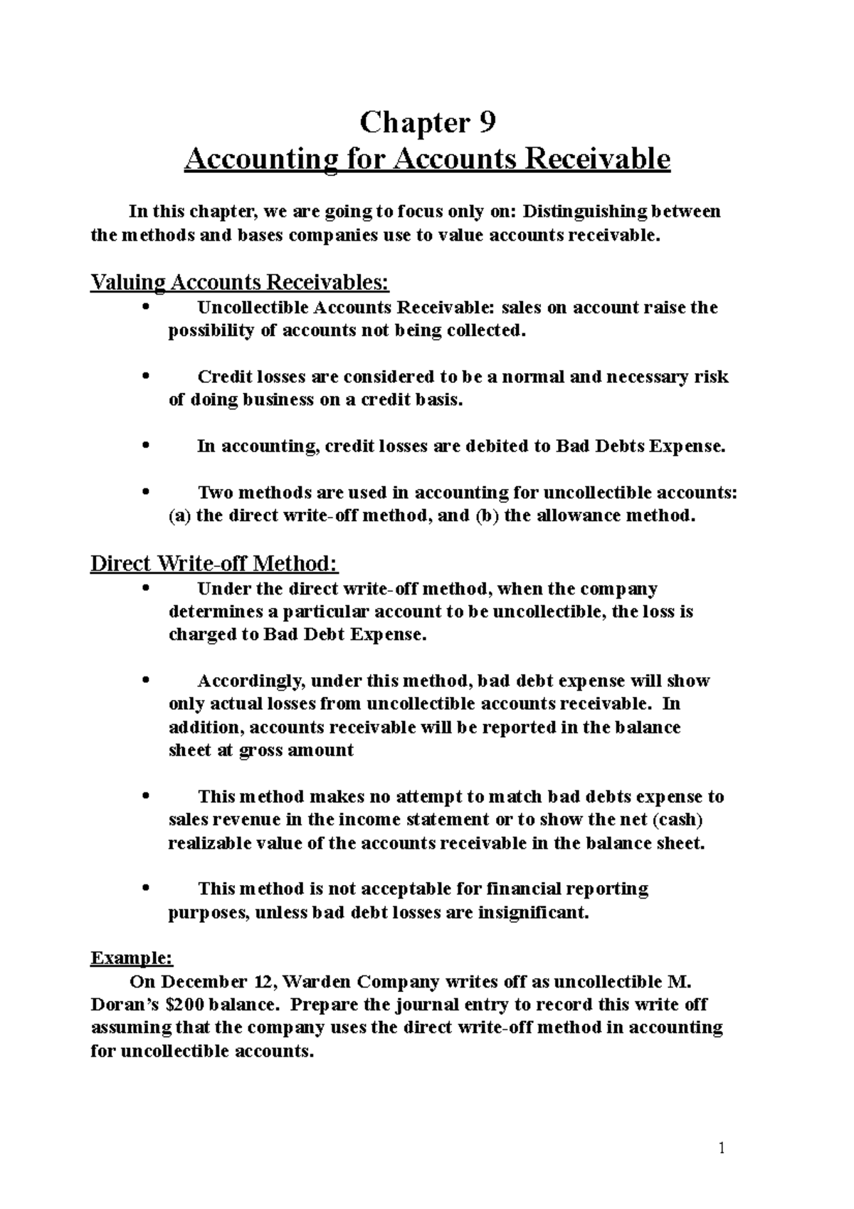 Chapter 9 - accounting - Chapter 9 Accounting for Accounts Receivable ...