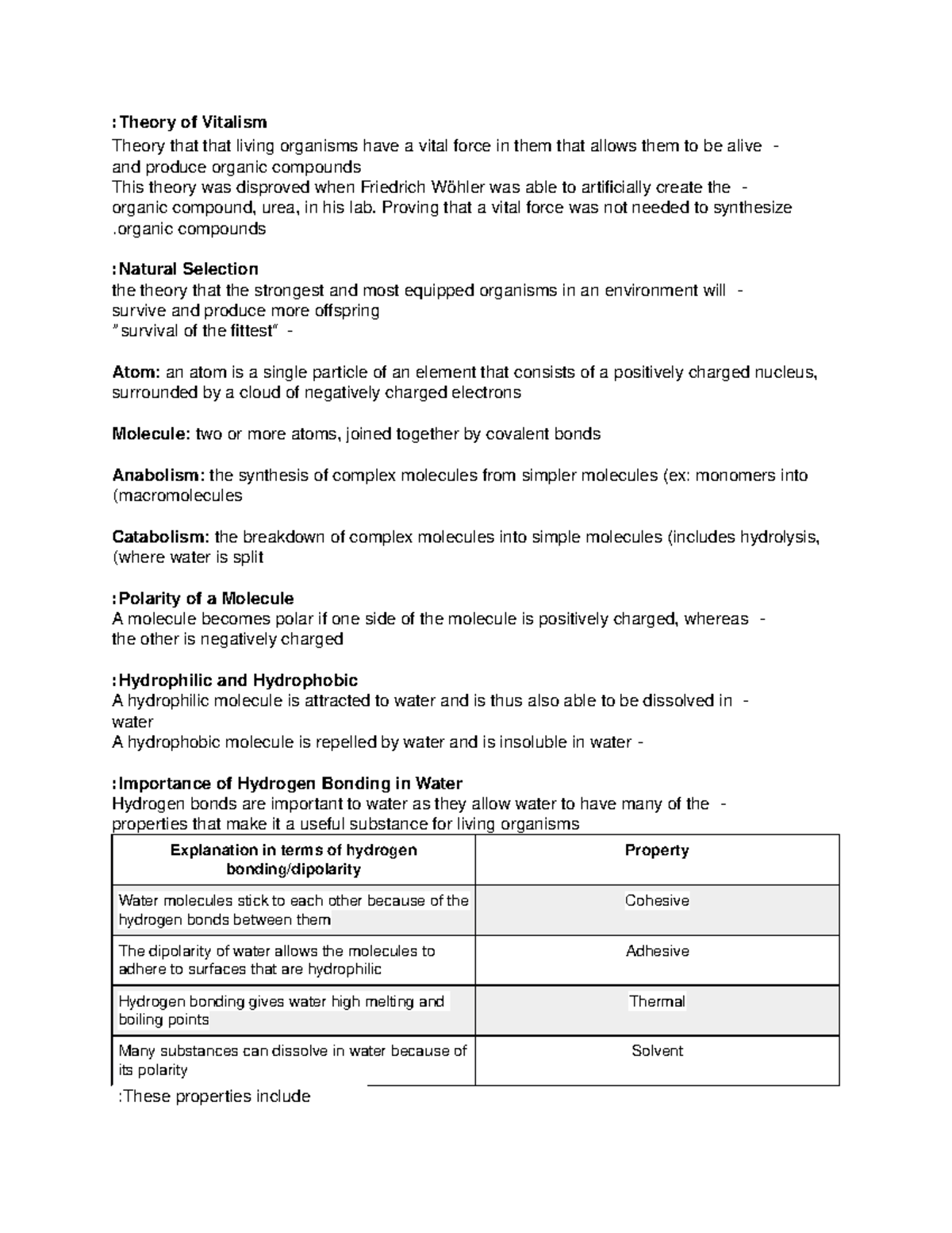 Topic 2 Study Guide - Theory of Vitalism: Theory that that living ...
