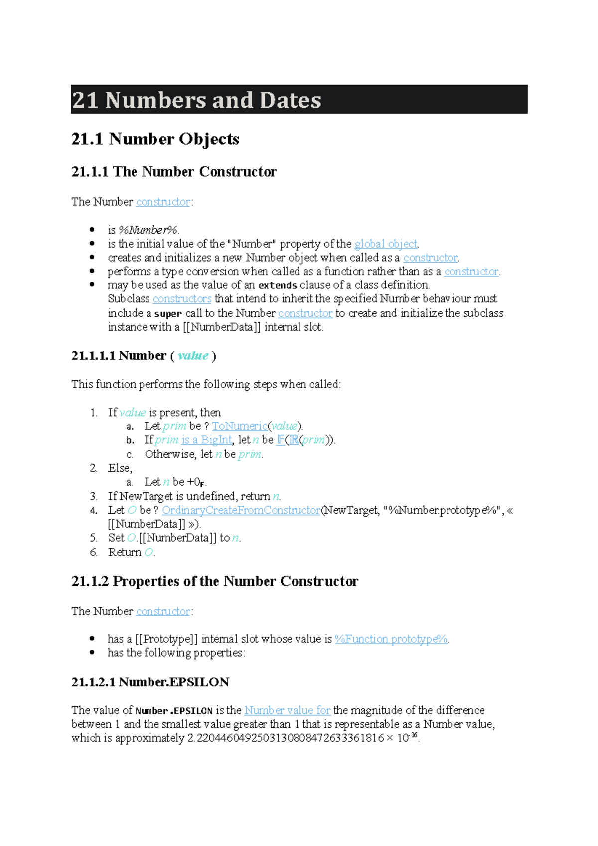21 - yes - 21 Numbers and Dates 21 Number Objects 21.1 The Number ...