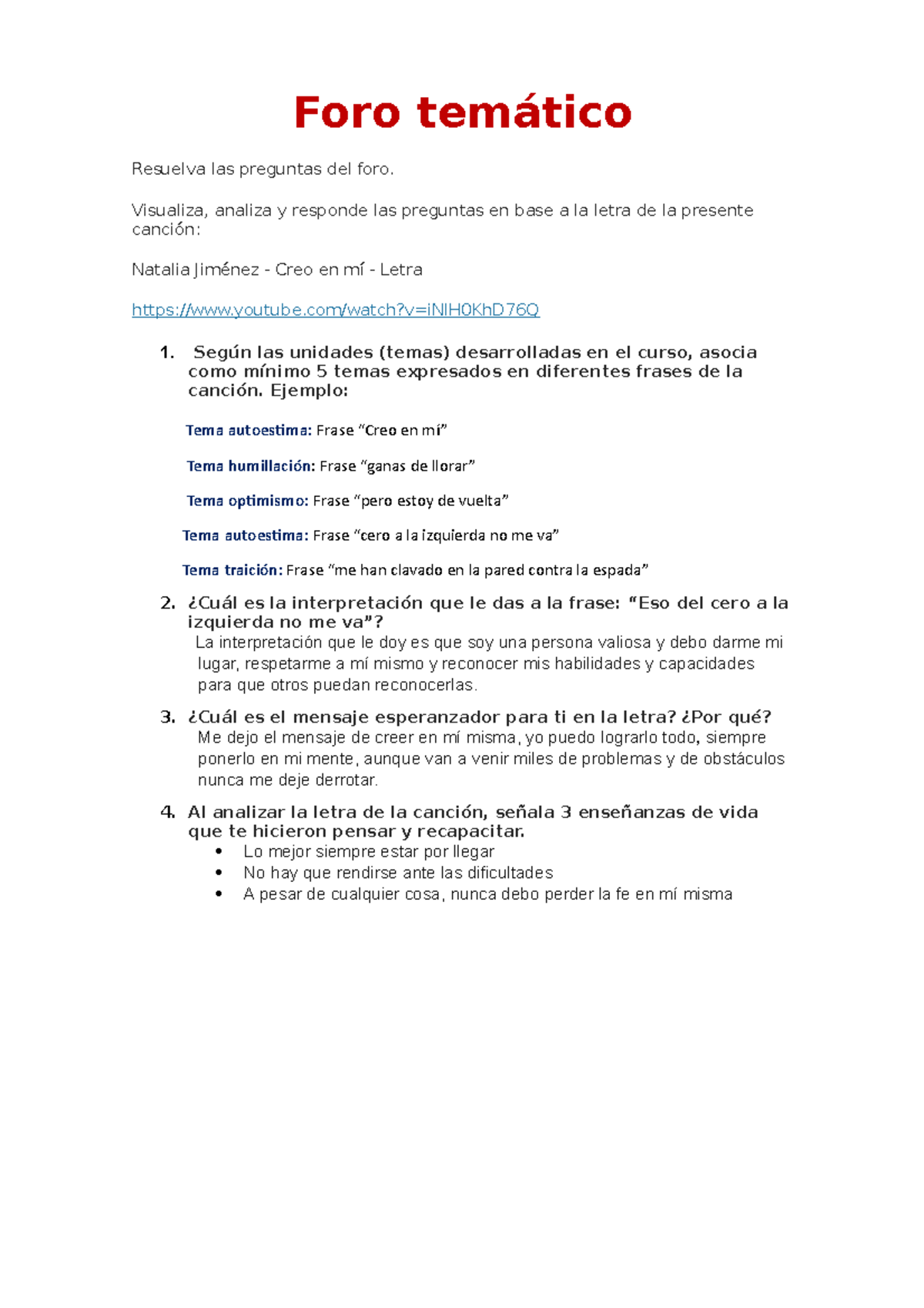 Foro temático. desarrollo personal - Foro temático Resuelva las ...