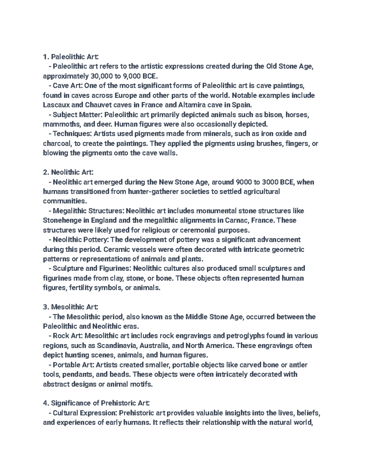 AP Art History Notes In Depth Review Pt. 1 - Paleolithic Art ...