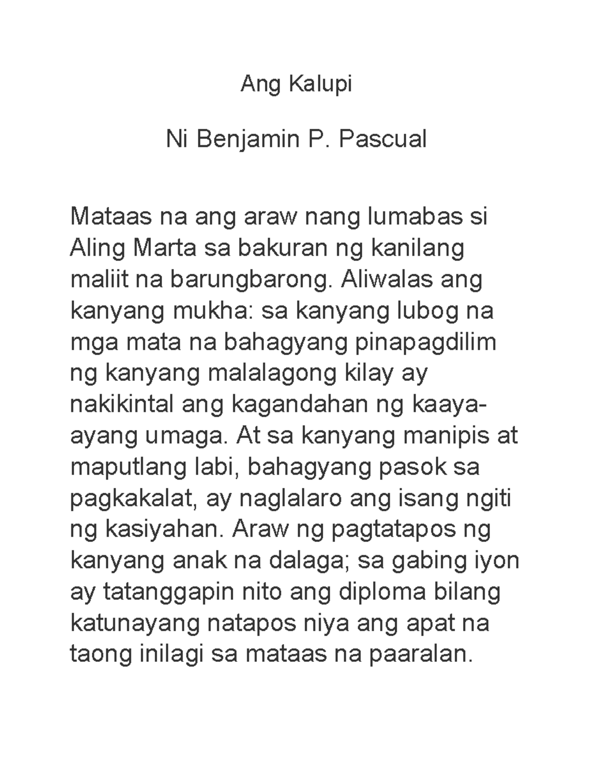Ang-Kalupi - REVIEWERS - Ang Kalupi Ni Benjamin P. Pascual Mataas na ...