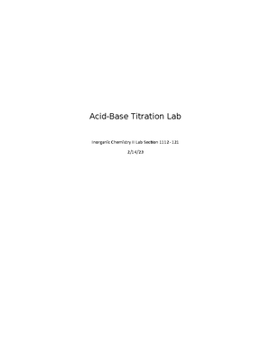 Chem lab 3 - Acid-Base Titration Lab report - Acid-Base Titration Lab ...