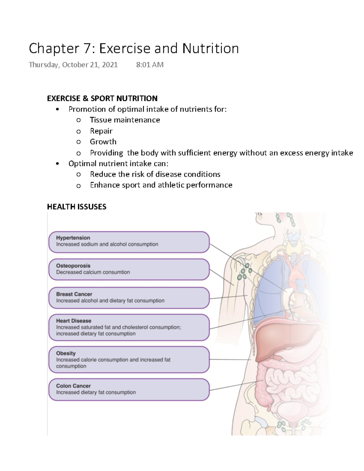 Chapter 7 Exercise and Nutrition - EXERCISE & SPORT NUTRITION Promotion ...