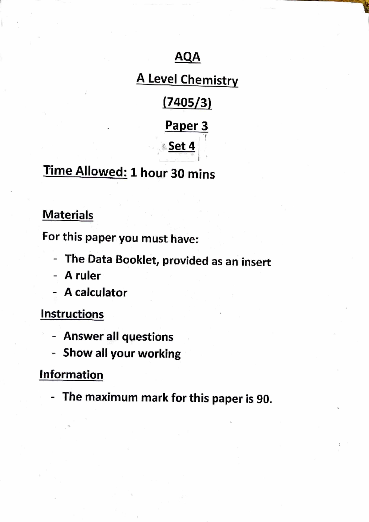 AQA paper 3 revision - Studocu