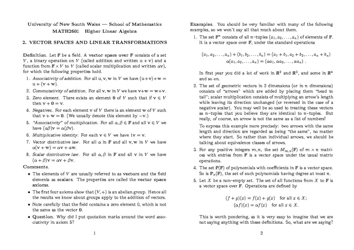 Chapter 2 - Lecture Notes - University of New South Wales — School of ...