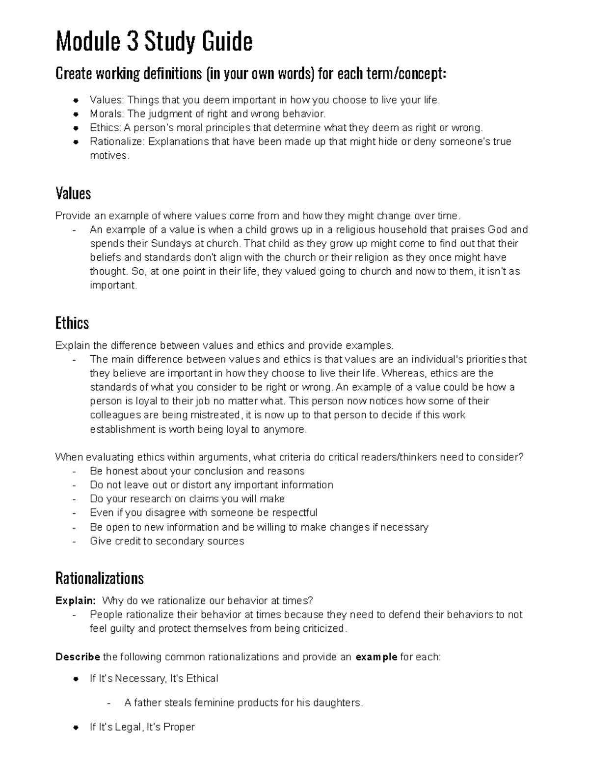 M3 Study Guide - Module 3 Study Guide Create working definitions (in ...