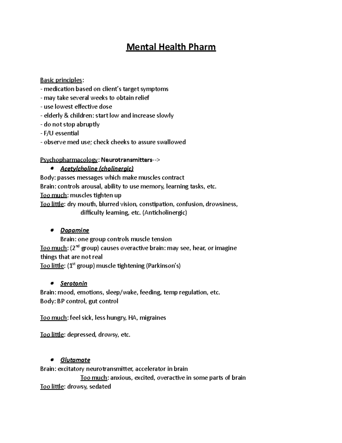 MH pharm - Mental Health Pharm Basic principles: medication based on ...