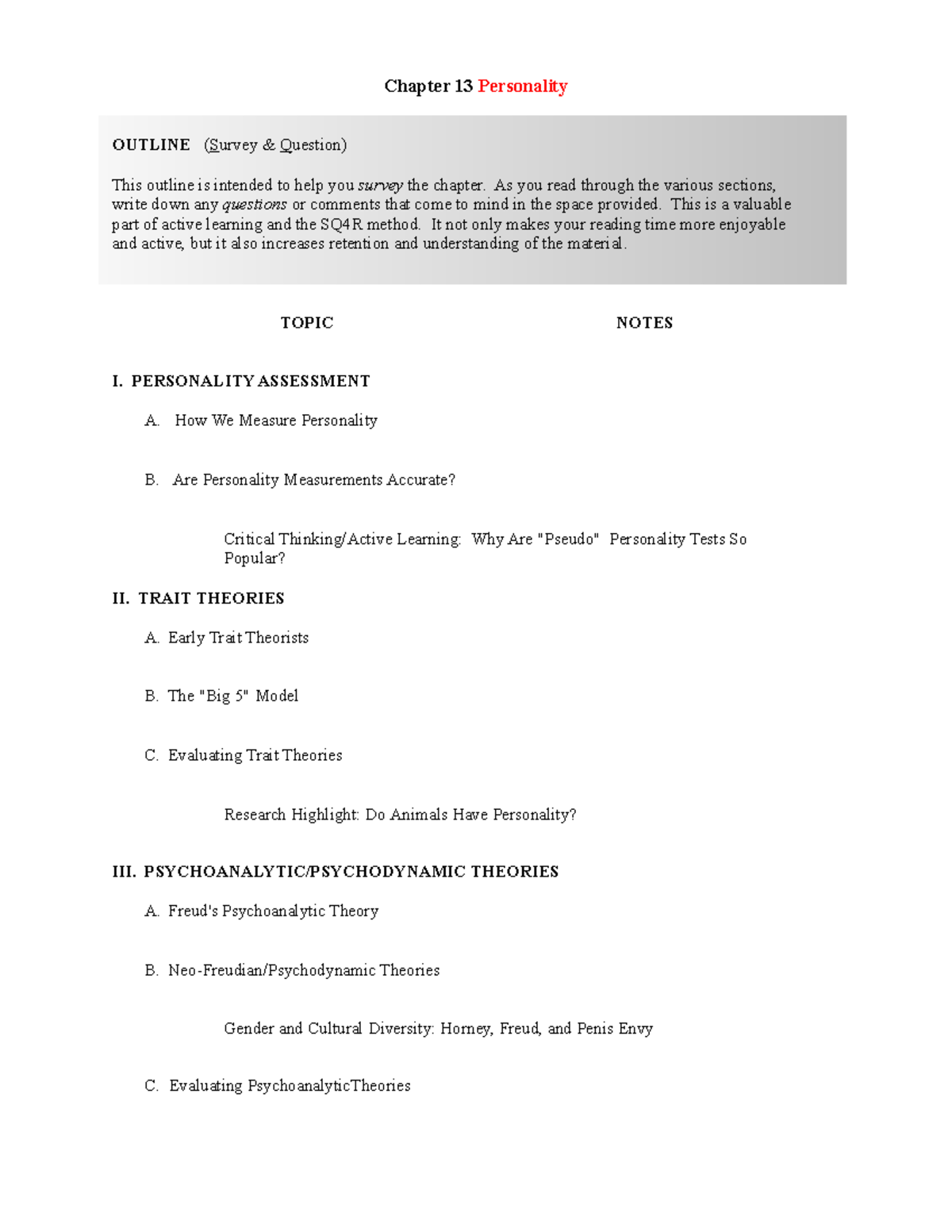 Ch13 Personality - Psychology-in-Action - Chapter 13 Personality ...