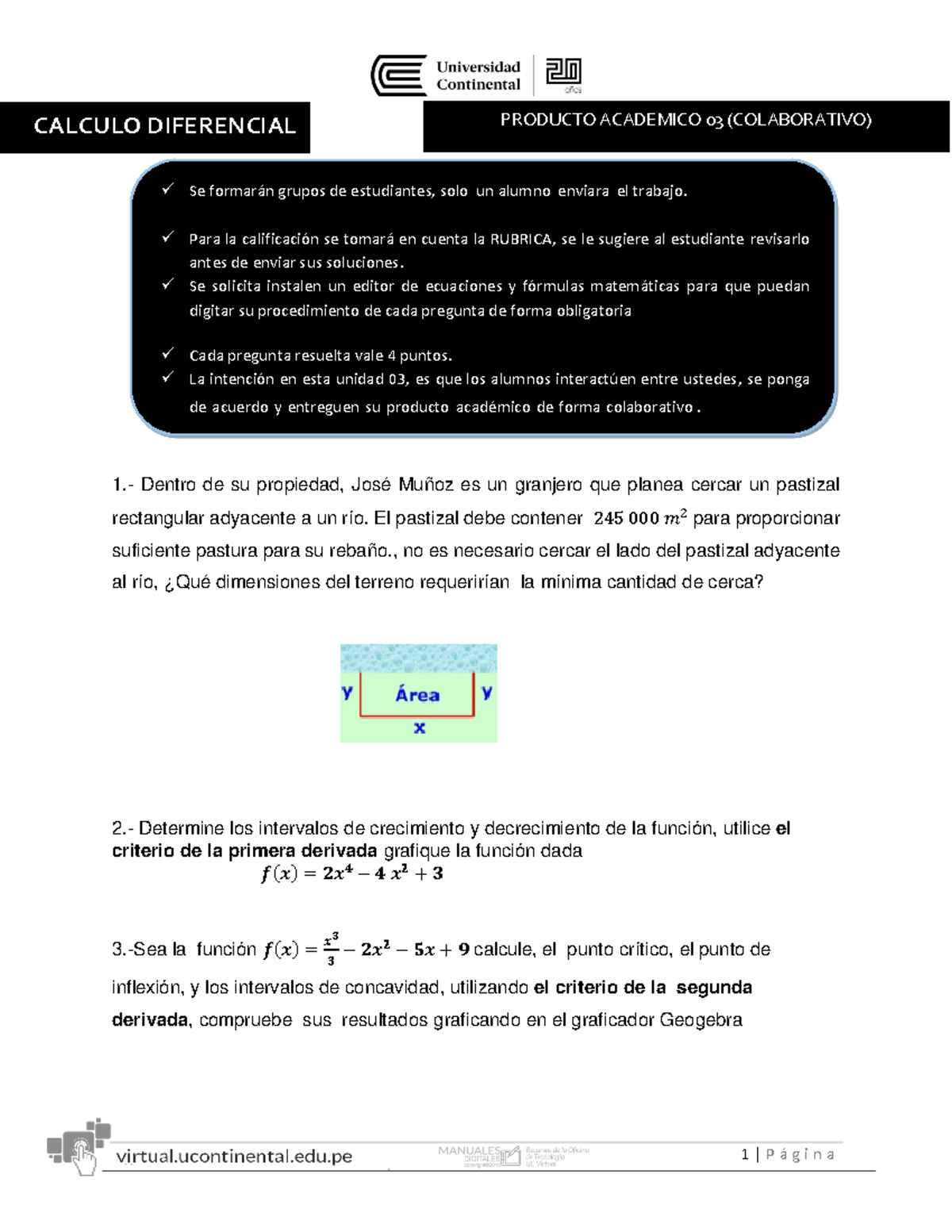 PA 3 Calculo Diferencial - 1 | P · g i n a CALCULO DIFERENCIAL PRODUCTO ACADEMICO 03 ...