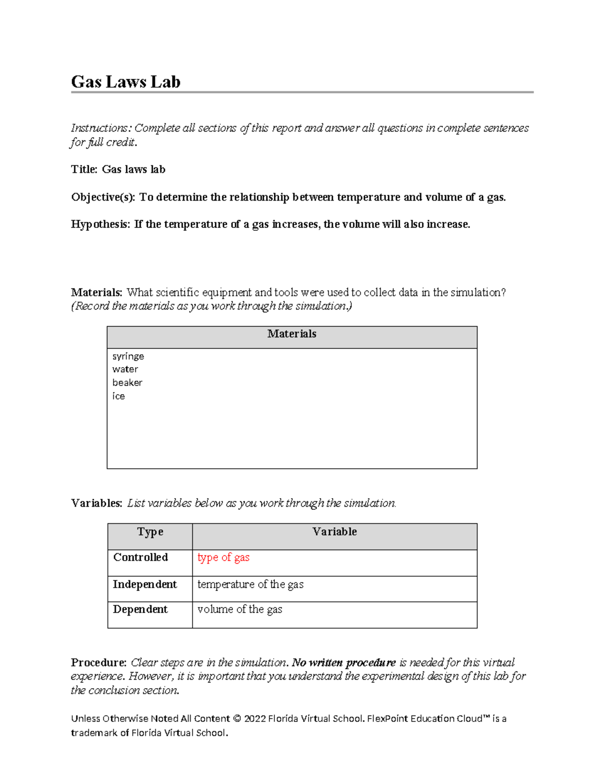 06.05 gas laws lab - Gas Laws Lab Instructions: Complete all sections ...