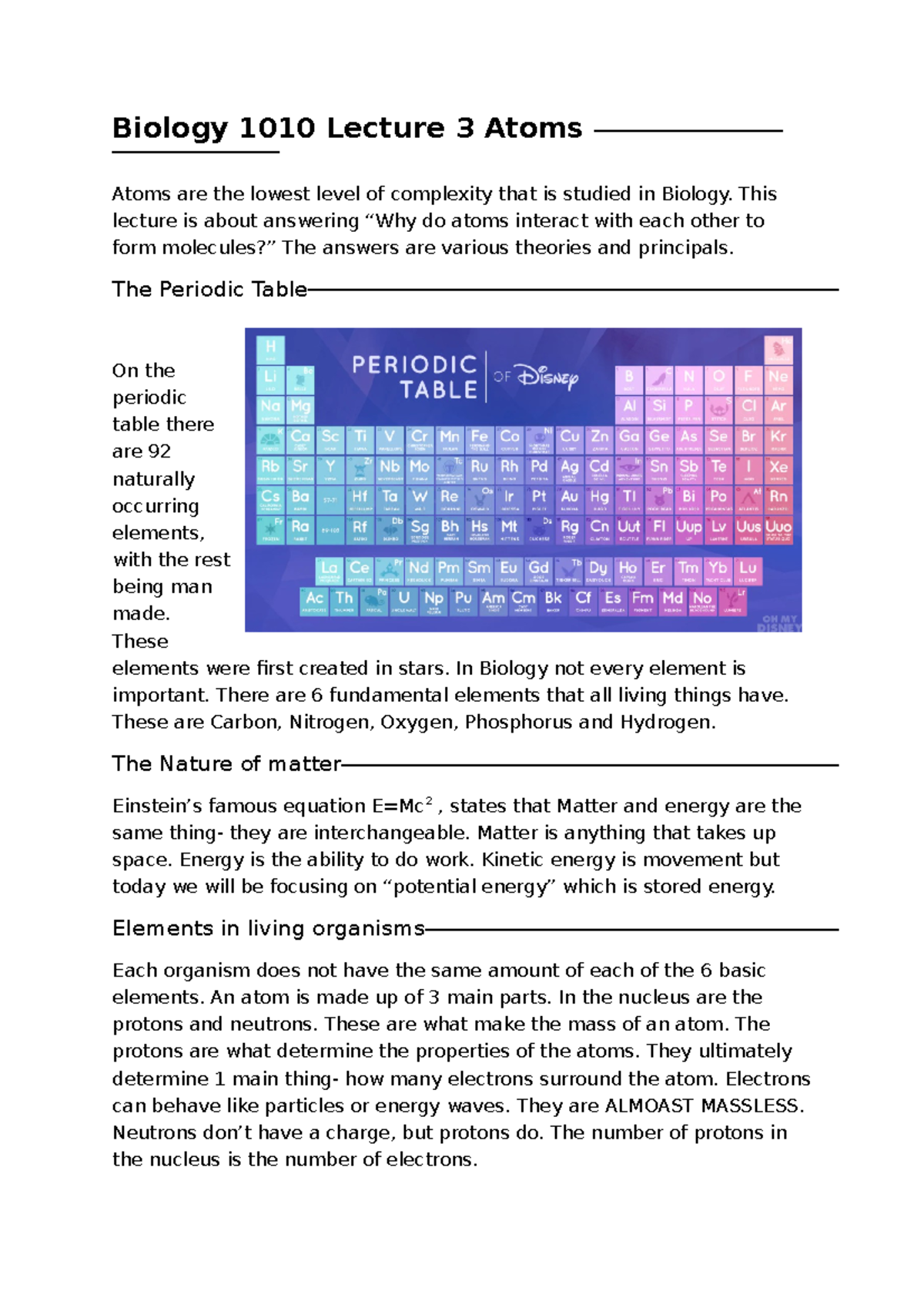 Biology 1010 Lecture 3 Atoms - Biology 1010 Lecture 3 Atoms Atoms are ...