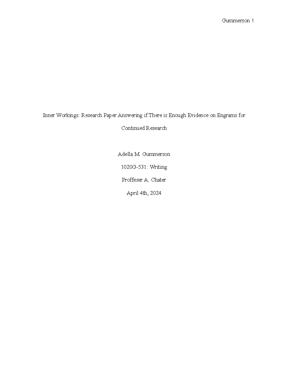 Essay engrams - Inner Workings: Research Paper Answering if There is ...
