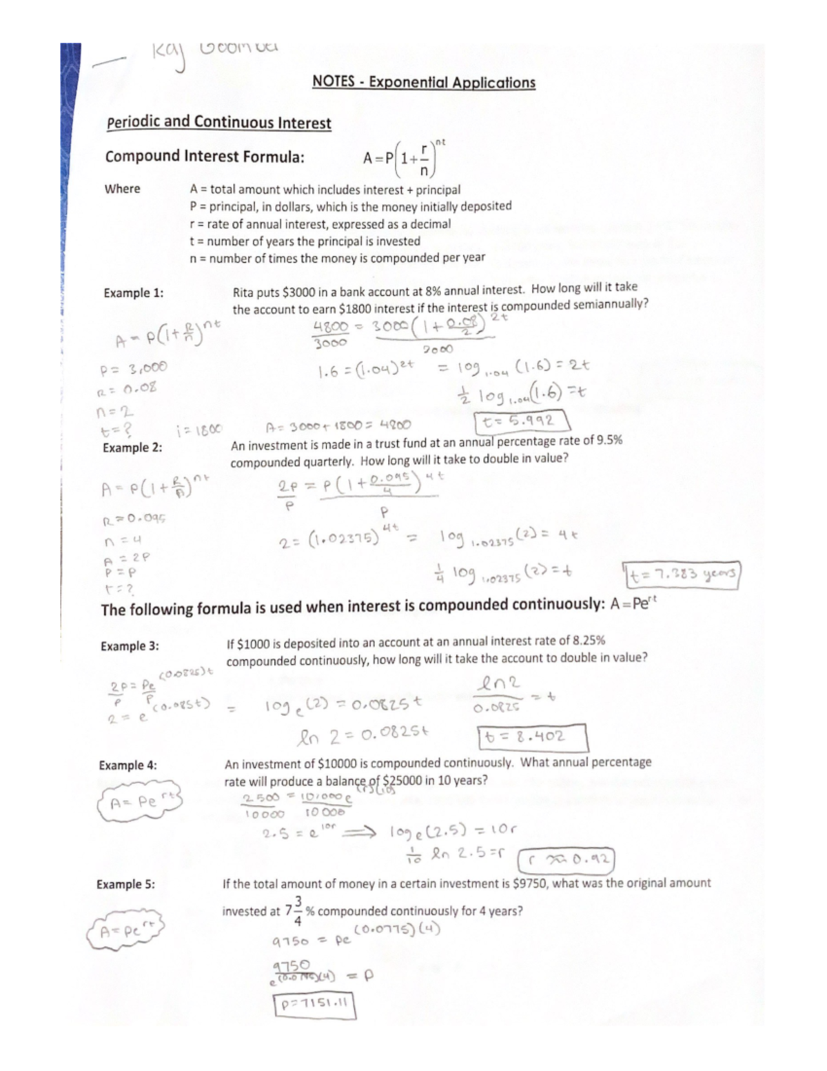Notes - Exponential Applications - Studocu