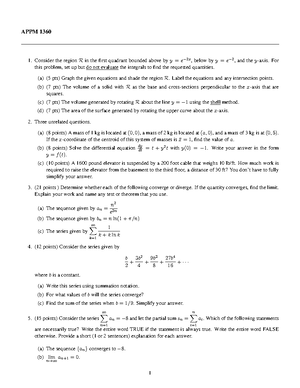 Appm 1360 Practice Problems 1 - APPM 1360 Exam 1 Fall 2022 (36 pts ...