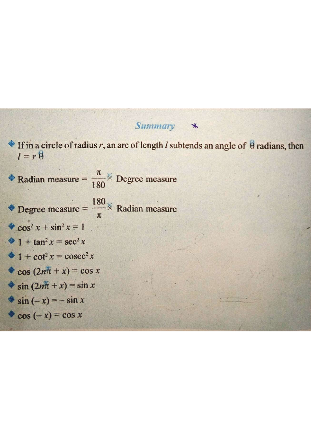 Summary trigonometry - core course in mathematics - Studocu