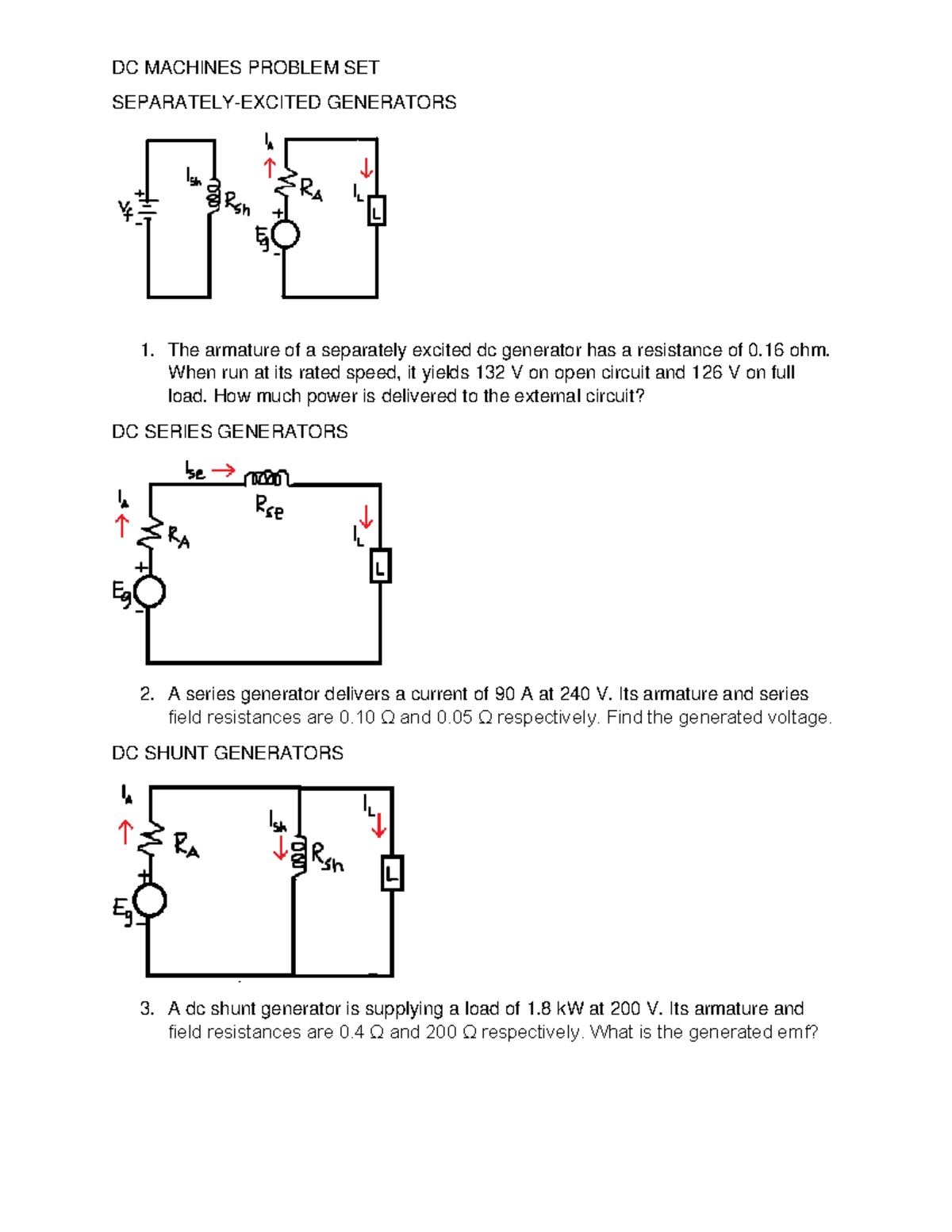 DC Machines Problemset Discussion - DC MACHINES PROBLEM SET SEPARATELY ...