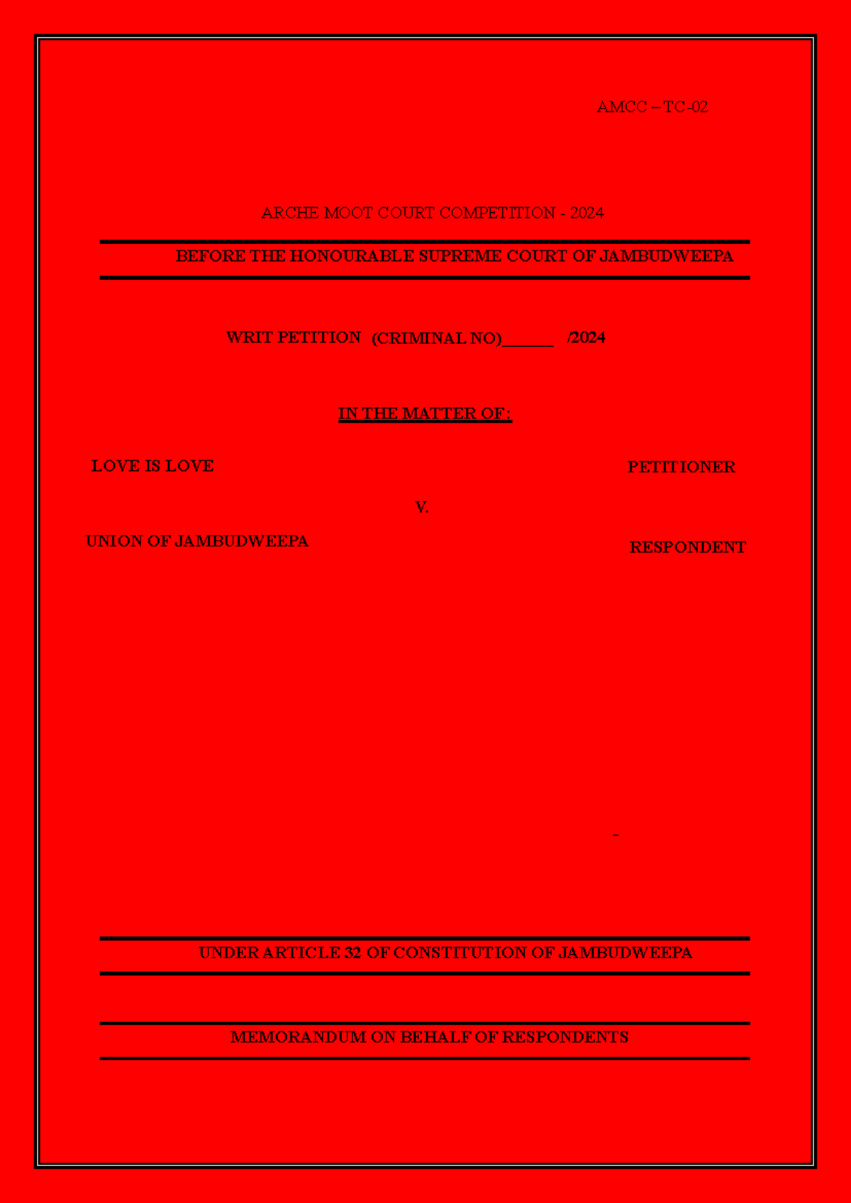 Respondent Print - sample moot court memorial - ARCHE MOOT COMPETITION ...