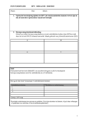 BPV-verslag 2017-2018 stage - BPV-verslag Applicatieontwikkelaar (Naam leerbedrijf) (relevante ...