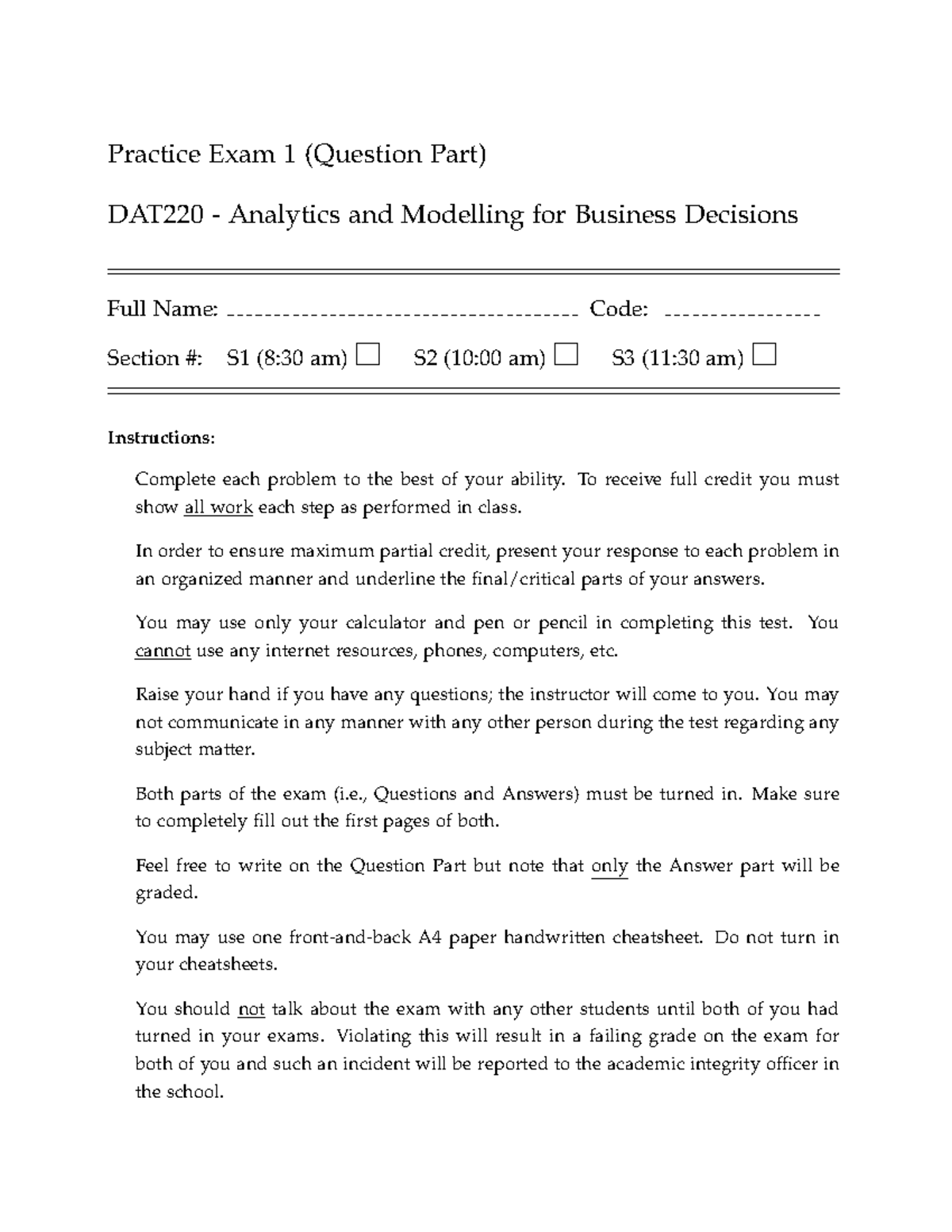 Practice Exam 1 (Question Part) - Practice Exam 1 (Question Part ...