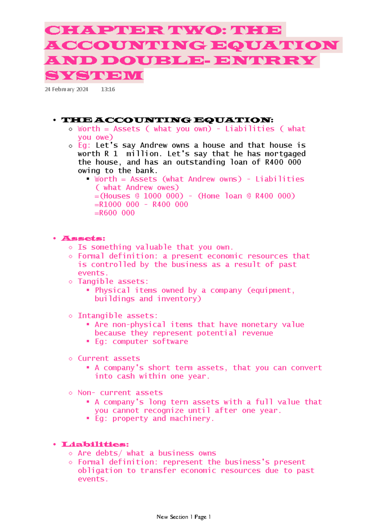 Chapter TWO THE Accounting Equation AND Double- Entrry System - THE ...
