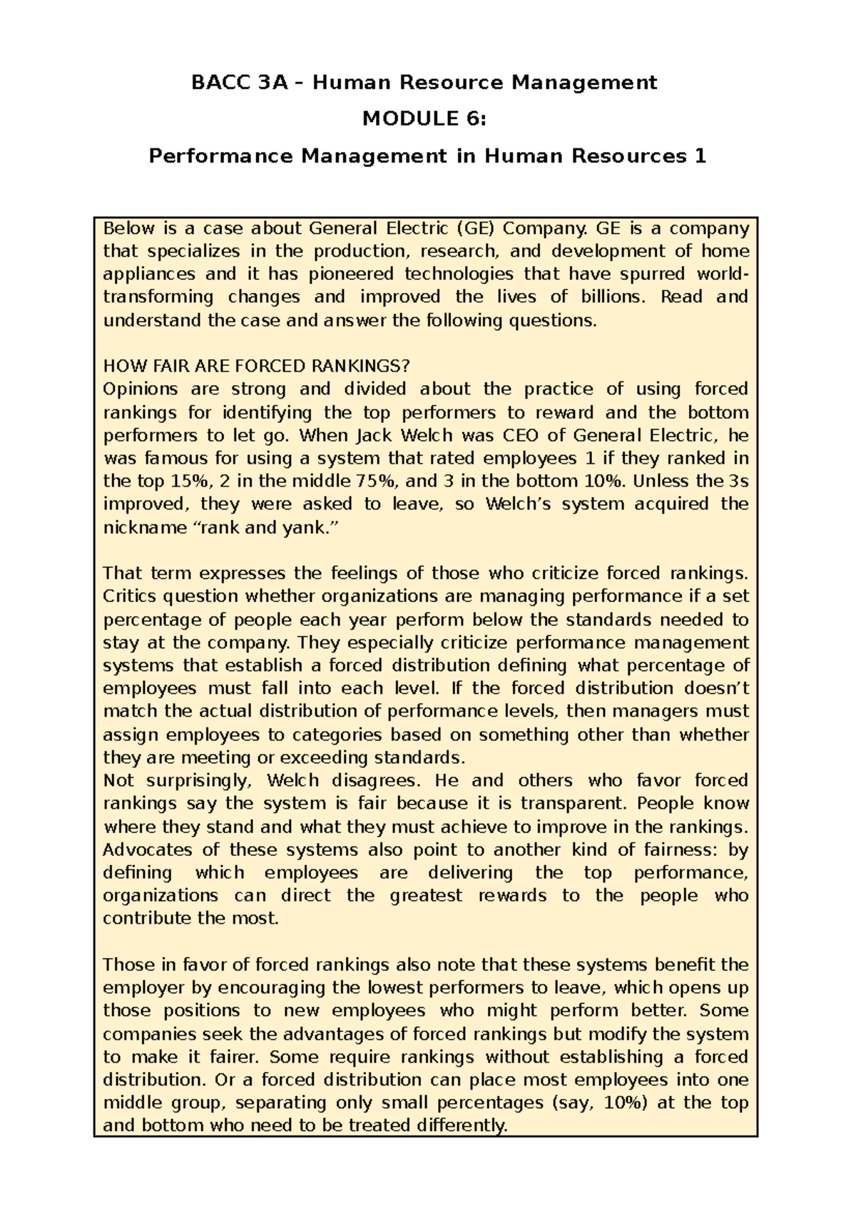 BACC 3 A - Human Resource Management - Module 6 - Performance ...