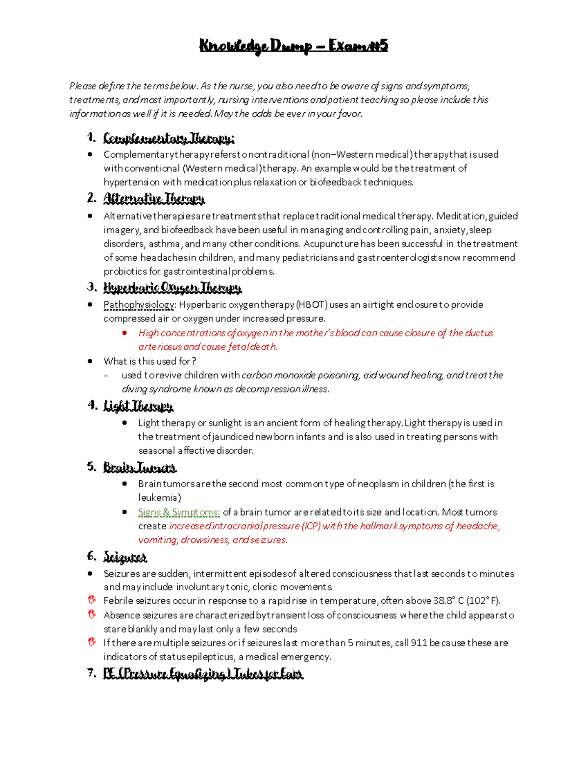 Learning Packet #5 Knowledge Dump - Please define the terms below. As ...