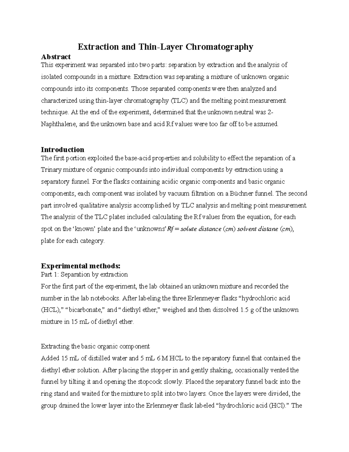 Extraction and Thin - N/A - Extraction and Thin-Layer Chromatography ...