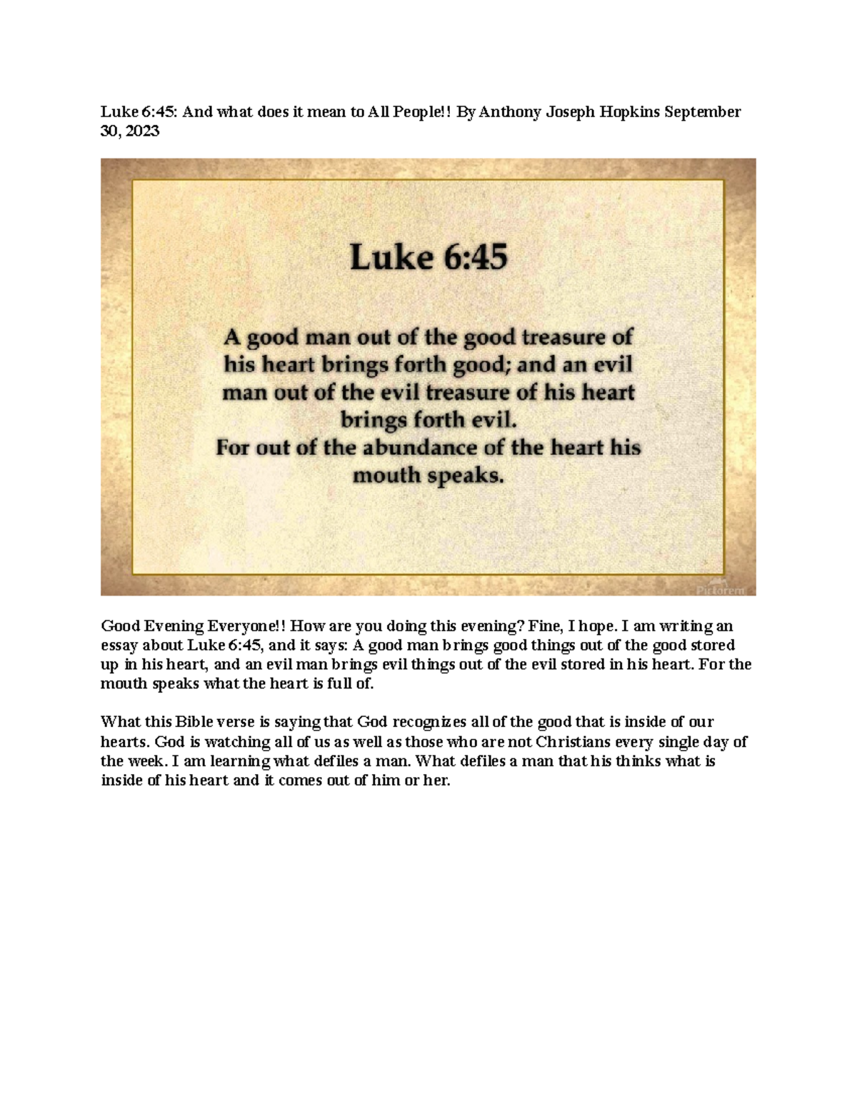 Holy Bible About Luke 6:45 - Luke 6:45: And what does it mean to All ...